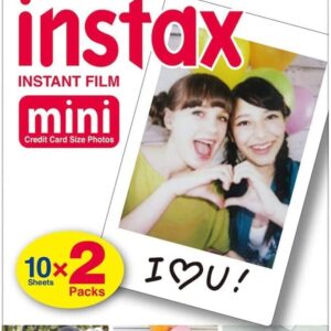 Fujifilm Instax Mini 11 Instant Film Camera, Ice White - with Fujifilm instax Mini Instant Daylight Film Twin Pack, 20 Exposures