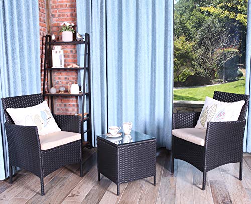 UFI Patio Furniture Set 3 Piece Rattan Wicker Chair Set, Use Outdoor Indoor Backyard Porch Garden Poolside Balcony RTA Furniture,Black …