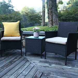 UFI Patio Furniture Set 3 Piece Rattan Wicker Chair Set, Use Outdoor Indoor Backyard Porch Garden Poolside Balcony RTA Furniture,Black …