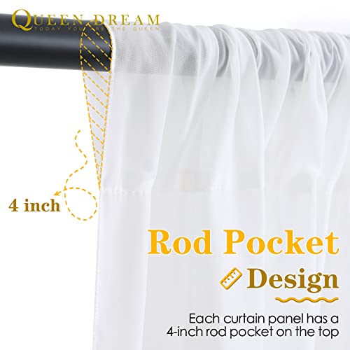 White Backdrop Curtains 2 Panels 5ft x 8ft Sheer Chiffon Backdrop Curtain Drapes for Birthday Party Wedding Decorations