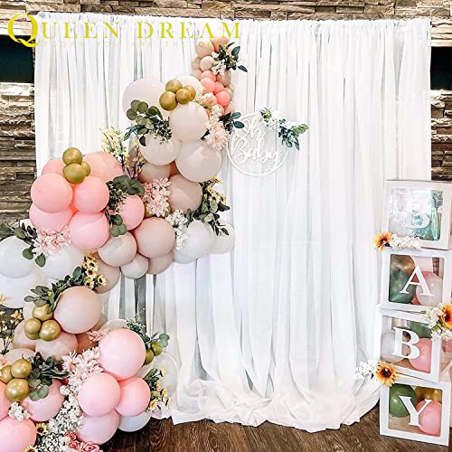 White Backdrop Curtains 2 Panels 5ft x 8ft Sheer Chiffon Backdrop Curtain Drapes for Birthday Party Wedding Decorations