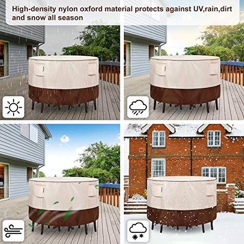 Bestalent Patio Furniture Covers Waterproof for Table ,Round Outdoor Table and Chair Set Covers 94" DIAx23 H,Brown