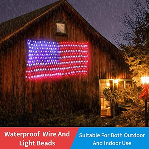 American Flag Lights 420 Super Bright LEDs, MZD8391 Waterproof LED US Flags Light for 4th of July Decorations, Memorial Day, Independence Day, Garden, Yard, Holiday, Party, Christmas Decorations