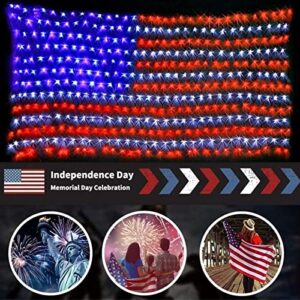 American Flag Lights 420 Super Bright LEDs, MZD8391 Waterproof LED US Flags Light for 4th of July Decorations, Memorial Day, Independence Day, Garden, Yard, Holiday, Party, Christmas Decorations