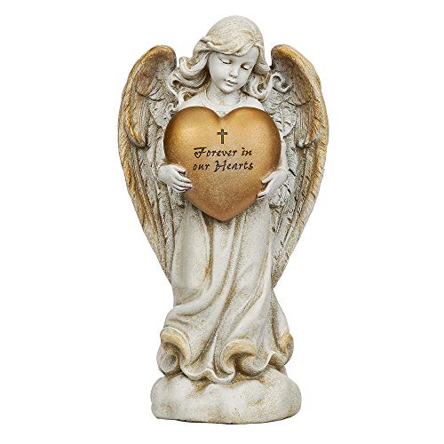 Joseph's Studio by Roman - Angel Holding Heart Memorial Garden Statue, Collection, 12.25" H, Resin and Stone, Decorative, Religious Gift, Home Indoor and Outdoor Decor, Durable, Long Lasting