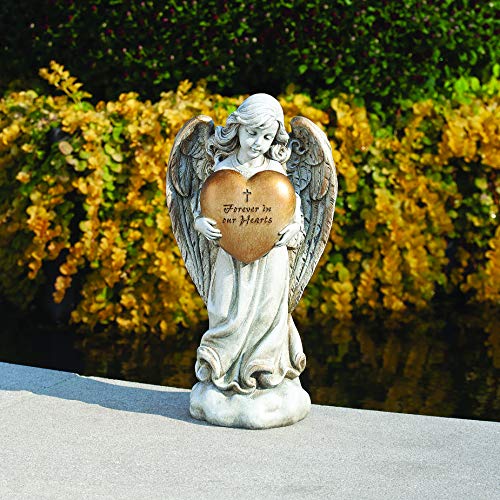 Joseph's Studio by Roman - Angel Holding Heart Memorial Garden Statue, Collection, 12.25" H, Resin and Stone, Decorative, Religious Gift, Home Indoor and Outdoor Decor, Durable, Long Lasting