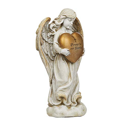 Joseph's Studio by Roman - Angel Holding Heart Memorial Garden Statue, Collection, 12.25" H, Resin and Stone, Decorative, Religious Gift, Home Indoor and Outdoor Decor, Durable, Long Lasting