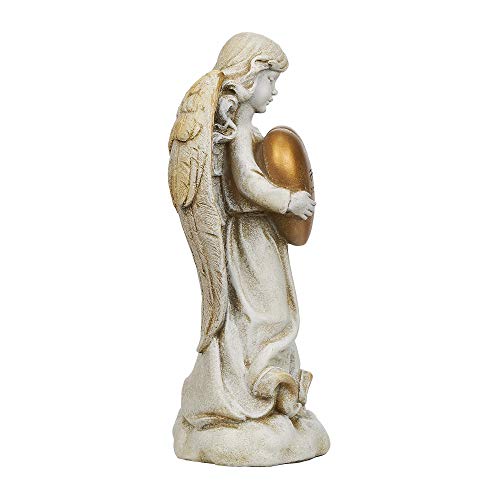 Joseph's Studio by Roman - Angel Holding Heart Memorial Garden Statue, Collection, 12.25" H, Resin and Stone, Decorative, Religious Gift, Home Indoor and Outdoor Decor, Durable, Long Lasting