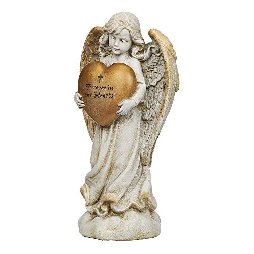 Joseph's Studio by Roman - Angel Holding Heart Memorial Garden Statue, Collection, 12.25" H, Resin and Stone, Decorative, Religious Gift, Home Indoor and Outdoor Decor, Durable, Long Lasting