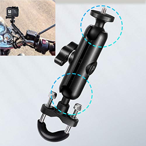 Camera Motorcycle Mount for Gopro Accessories ,360 Rotation Metal Action Camera Clamp Holder with 1/4Thread for Moto Bike Bicycle Handlebar, for GoPro Hero 10 9 8 7 6 5 4 , SJCAM, Motorcycle Bracke