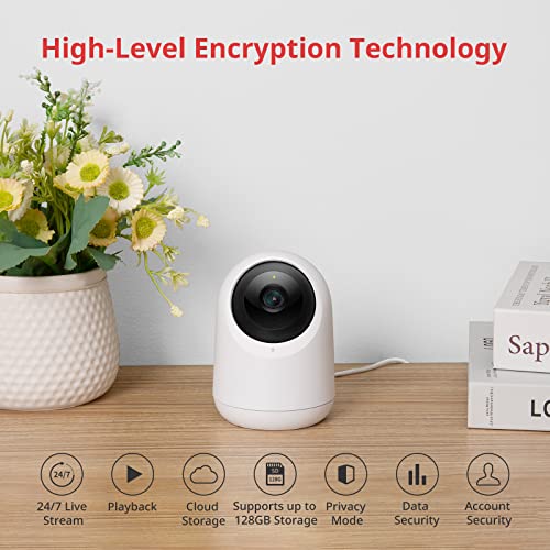 SwitchBot Baby Monitor Indoor Camera, 360-degree 1080P Pan Tilt Smart WiFi(2.4G) Pet Camera for Home Security with Motion Detection, Night Vision, Two-Way Audio, Works with Alexa & Google Assistant