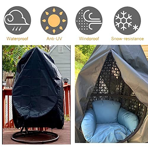 FLYMEI 【Upgraded】 Patio Egg Chair Covers with Zipper, Durable Large Wicker Egg Swing Chair Covers, Waterproof Heavy Duty Weather Resisatnt Outdoor Chair Cover, Windproof Hanging Chair Cover