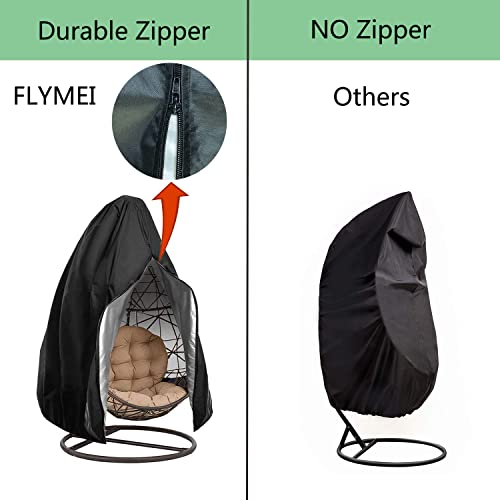 FLYMEI 【Upgraded】 Patio Egg Chair Covers with Zipper, Durable Large Wicker Egg Swing Chair Covers, Waterproof Heavy Duty Weather Resisatnt Outdoor Chair Cover, Windproof Hanging Chair Cover