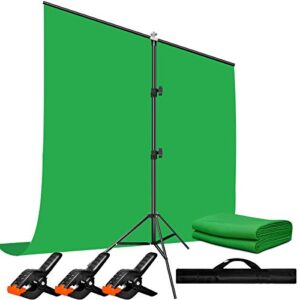 heysliy green screen backdrop with stand kit, 6.5 x 6.5 ft portable green screen stand with 5 x 6.5 ft greenscreen for streaming,video gaming,zoom