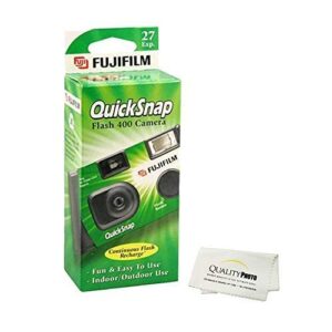 fujifilm quicksnap flash 400 disposable 35mm camera (1 pack) bonus hand strap + quality photo microfiber cloth