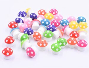 40pcs assorted color cute mushrooms miniature figurines mini garden mushrooms ornaments mushroom model fairy garden miniature statue landscape decoration(assorted color,6 dots)