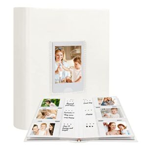 photo album for fujifilm instax mini camera, 180 pockets instax mini album with memo areas, 2x3 photo album for polaroid 2×3 zink film camera, fujifilm instax mini 1112 9 8 40 evo instant camera, white