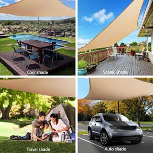 BELLE DURA 12'X16' Rectangle Sand Sun Patio Shade Sail Canopy Use for Patio Backyard Lawn Garden Outdoor Awning Shade Cover-185 GSM-Block 98% of UV Radiation-5Years Warranty