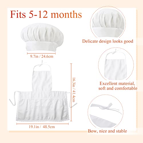 5 Pcs Baby White Chef Costume Newborn Photography Uniform Outfits Hat Apron Carrots Rolling Pin Infant Cooking (5-12 Month)