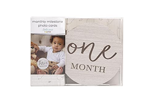 Little Pear Wooden Monthly Milestone Cards, Baby Milestone Photo Props, Wooden Monthly Photo Prop Cards