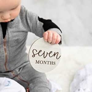 Little Pear Wooden Monthly Milestone Cards, Baby Milestone Photo Props, Wooden Monthly Photo Prop Cards