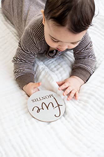 Little Pear Wooden Monthly Milestone Cards, Baby Milestone Photo Props, Wooden Monthly Photo Prop Cards