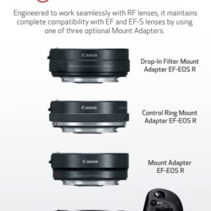 Canon EOS R, Vlogging and Content Creator Camera 4K UHD, Digital Single-Lens Non-Reflex AF/AE, 0.76 Magnification, OLED Color Electronic Viewfinder, CMOS Sensor, Mirrorless, Full-Frame (Body Only)