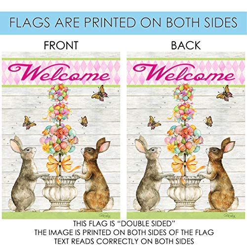 Toland Home Garden 1112295 Easter Bunny Topiary Easter Garden Flag 12x18 Inch Double Sided for Outdoor Spring House Yard Decoration