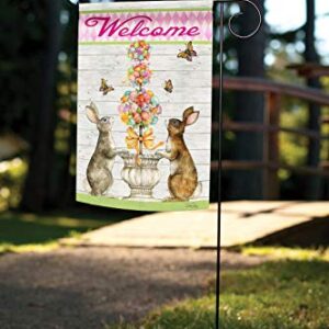 Toland Home Garden 1112295 Easter Bunny Topiary Easter Garden Flag 12x18 Inch Double Sided for Outdoor Spring House Yard Decoration