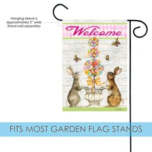 Toland Home Garden 1112295 Easter Bunny Topiary Easter Garden Flag 12x18 Inch Double Sided for Outdoor Spring House Yard Decoration