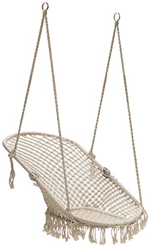 Sorbus® Lounge Chair Macrame Swing, 265 Pound Capacity, Perfect for Indoor/Outdoor Home, Patio, Deck, Yard, Garden (Cream)