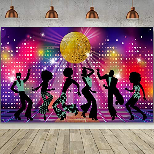 70s 80s 90s Disco Party Backdrop Retro Disco Party Decorations Disco Fever Dancers Backdrop for Let's Glow Crazy Theme Party Neon Night Birthday Photography Photo Booth Background 72.8 x 43.3 Inch