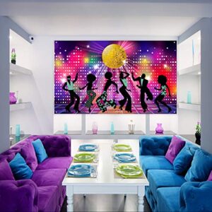 70s 80s 90s Disco Party Backdrop Retro Disco Party Decorations Disco Fever Dancers Backdrop for Let's Glow Crazy Theme Party Neon Night Birthday Photography Photo Booth Background 72.8 x 43.3 Inch