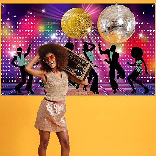 70s 80s 90s Disco Party Backdrop Retro Disco Party Decorations Disco Fever Dancers Backdrop for Let's Glow Crazy Theme Party Neon Night Birthday Photography Photo Booth Background 72.8 x 43.3 Inch