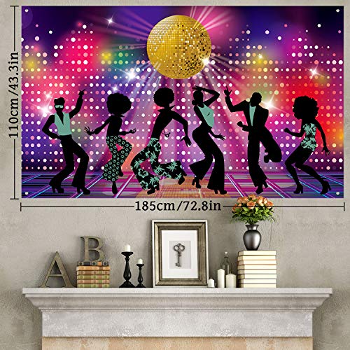 70s 80s 90s Disco Party Backdrop Retro Disco Party Decorations Disco Fever Dancers Backdrop for Let's Glow Crazy Theme Party Neon Night Birthday Photography Photo Booth Background 72.8 x 43.3 Inch