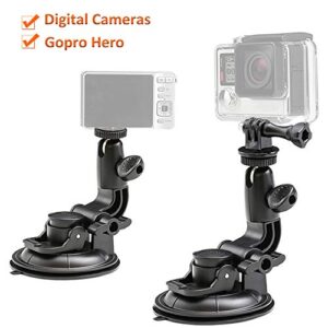 Heavy Duty Camera Car Windshield Mount with 1/4-20 Adapter for GoPro Hero Series and All Cameras