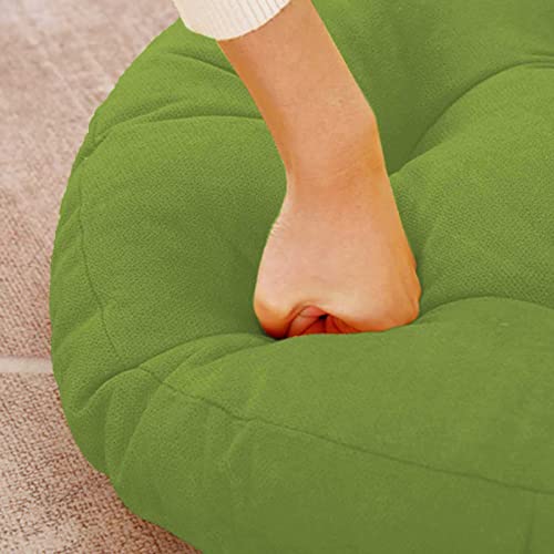 2pack Comfy Solid Color Round Seat Cushion, Thicken Patio Chair Pads with Ties, Cotton and Linen Bistro Chair Cushions, Home Office Garden Furniture Decoration, Grass green-45cm/18in