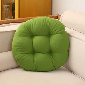 2pack Comfy Solid Color Round Seat Cushion, Thicken Patio Chair Pads with Ties, Cotton and Linen Bistro Chair Cushions, Home Office Garden Furniture Decoration, Grass green-45cm/18in