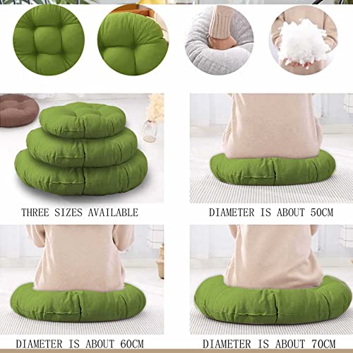 2pack Comfy Solid Color Round Seat Cushion, Thicken Patio Chair Pads with Ties, Cotton and Linen Bistro Chair Cushions, Home Office Garden Furniture Decoration, Grass green-45cm/18in