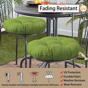 2pack Comfy Solid Color Round Seat Cushion, Thicken Patio Chair Pads with Ties, Cotton and Linen Bistro Chair Cushions, Home Office Garden Furniture Decoration, Grass green-45cm/18in