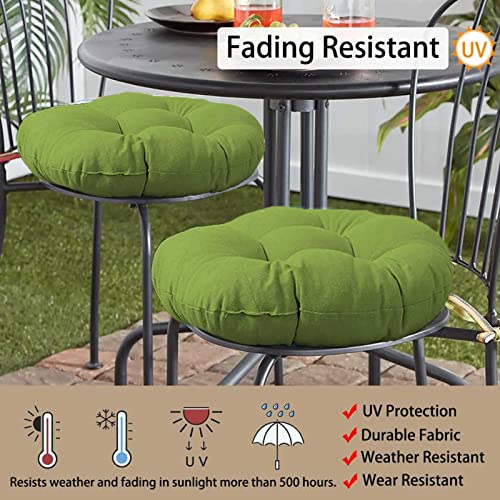 2pack Comfy Solid Color Round Seat Cushion, Thicken Patio Chair Pads with Ties, Cotton and Linen Bistro Chair Cushions, Home Office Garden Furniture Decoration, Grass green-45cm/18in