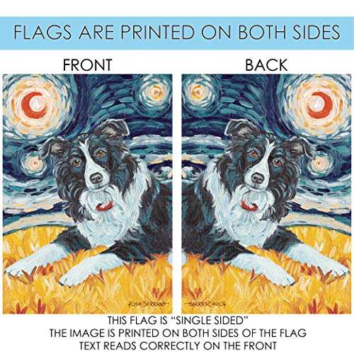 Toland Home Garden 112648 Van Growl-Border Collie Dog Flag 12x18 Inch Double Sided Dog Garden Flag for Outdoor House Border Collie Flag Yard Decoration