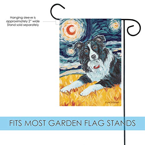 Toland Home Garden 112648 Van Growl-Border Collie Dog Flag 12x18 Inch Double Sided Dog Garden Flag for Outdoor House Border Collie Flag Yard Decoration