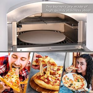 Li Zhen Portable Outdoor Pizza Oven|Propane Gas Fired-Pizza Maker|14in Pizza Stone|Stainless Less|Cooking Pizza Steak Fish Chicken and More|for Outdoor Garden Camping Party| Silver