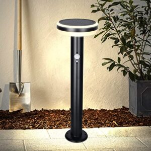 brimmel solar garden light outdoor, path light super bright 600 lumen led landscape lamp, motion sensor dusk-to-dawn auto on/off waterproof cordless light for driveway walkway, solar powered, 20″