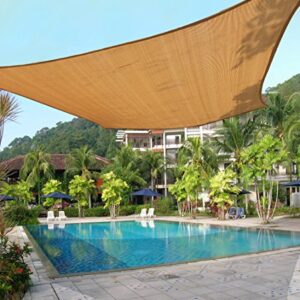 YGS 20 ft x 20 ft Oversized Sun Shade Sail UV Block Fabric Patio Shade Sail in Color Sand