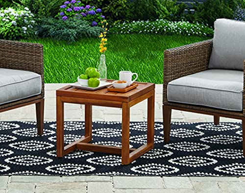 Indoor/Outdoor Patio Garden Funiture Reid 20" Square Solid Acacia Wood Side Table -Teak Finish