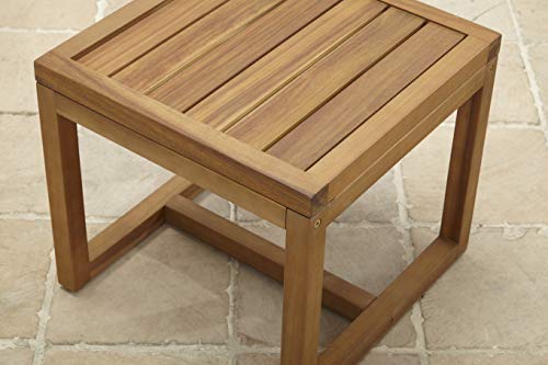 Indoor/Outdoor Patio Garden Funiture Reid 20" Square Solid Acacia Wood Side Table -Teak Finish