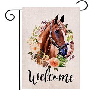 welcome horse garden flag 12.5×18 inches vertical double sided farmhouse burlap yard outdoor décor