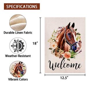 Welcome Horse Garden Flag 12.5x18 Inches Vertical Double Sided Farmhouse Burlap Yard Outdoor Décor